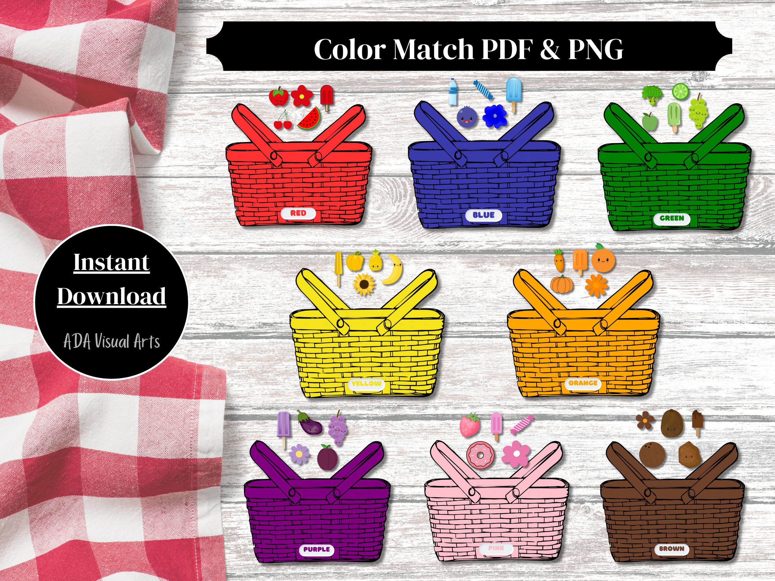 Printable Color Sorting Basket for Toddlers & Kids, Educational Color ...