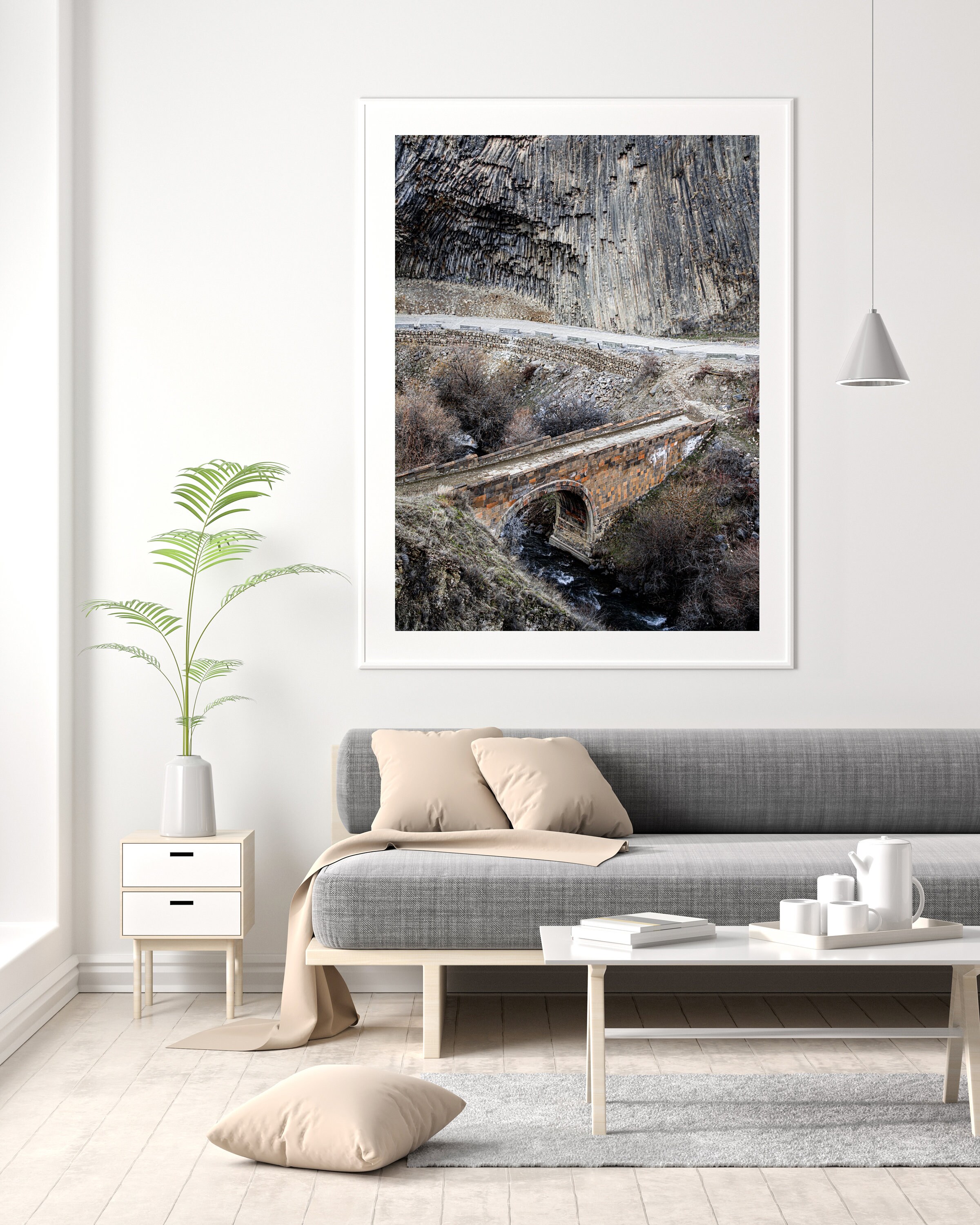Medieval Bridge Over the River. Old Bridge and Rock Mount. Bridge Arch ...