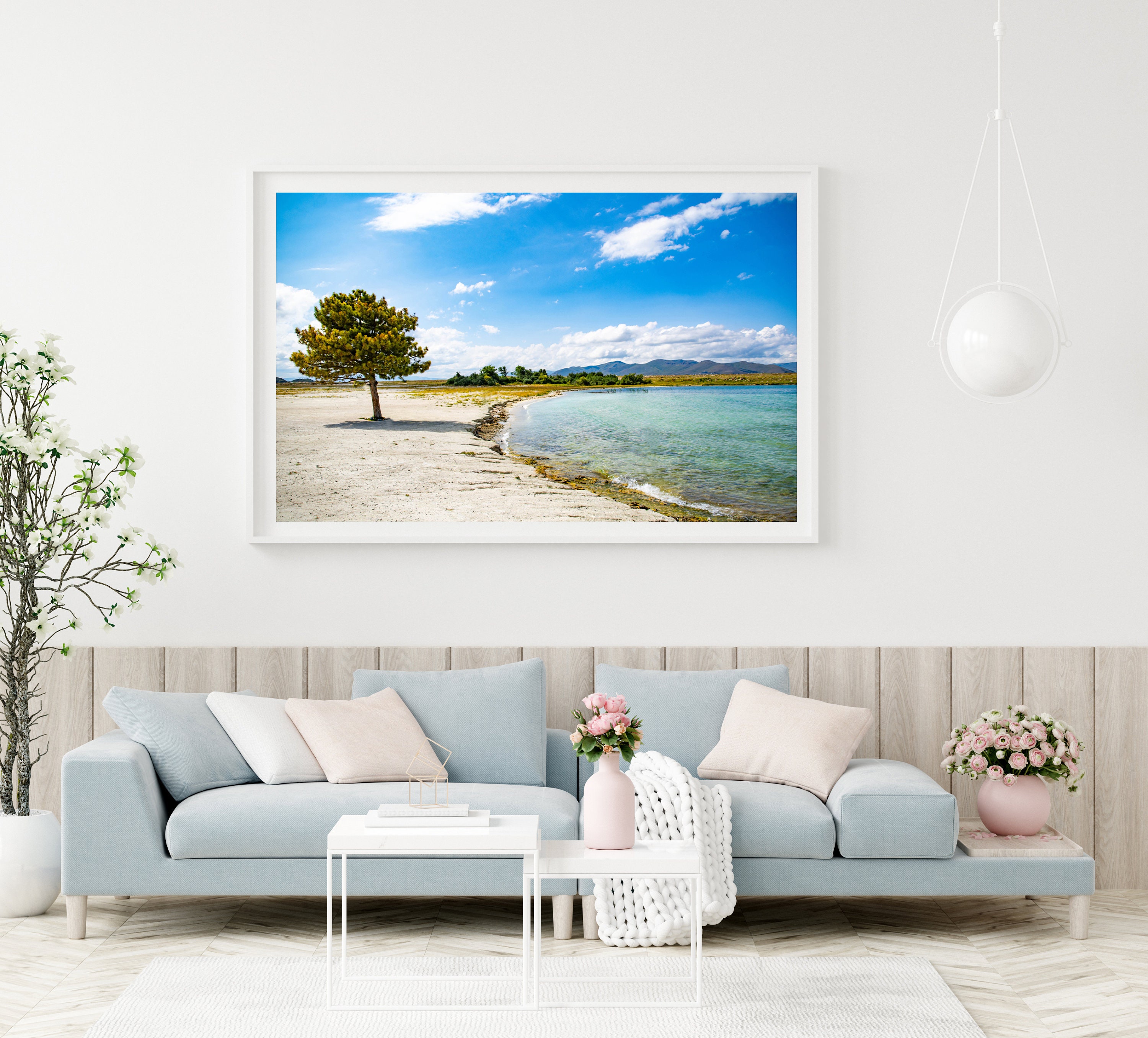 Lonely Tree by the Sea. Sea Shore Print Set. White Beach Wall Art ...