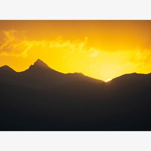 High Mountains and Golden Sunset. Sunset Photo Print. Sunrise Wall Art ...