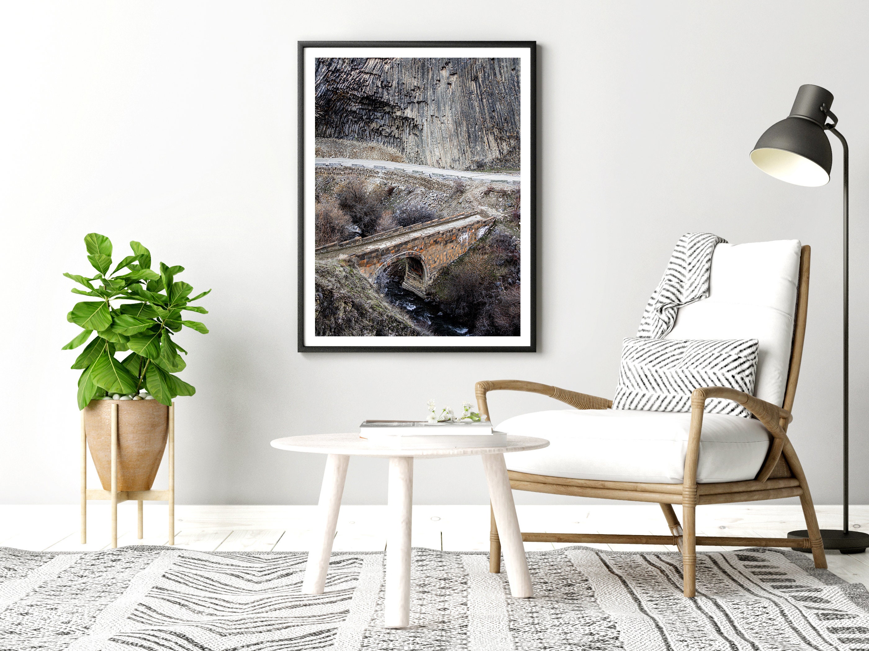 Medieval Bridge Over the River. Old Bridge and Rock Mount. Bridge Arch ...