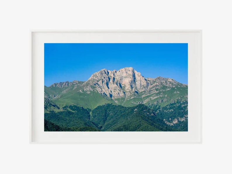 Beautiful Mountain. High Mount. Green Forest and Rocky Mountain. Blue ...