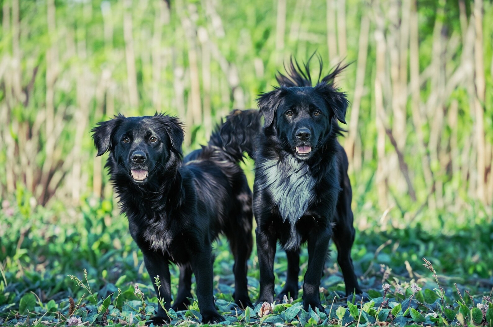 Two Black Dogs. Dogs in Nature. Dogs With Long Hair. Nice Dog Portrait ...