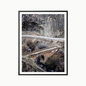 Medieval Bridge Over the River. Old Bridge and Rock Mount. Bridge Arch ...