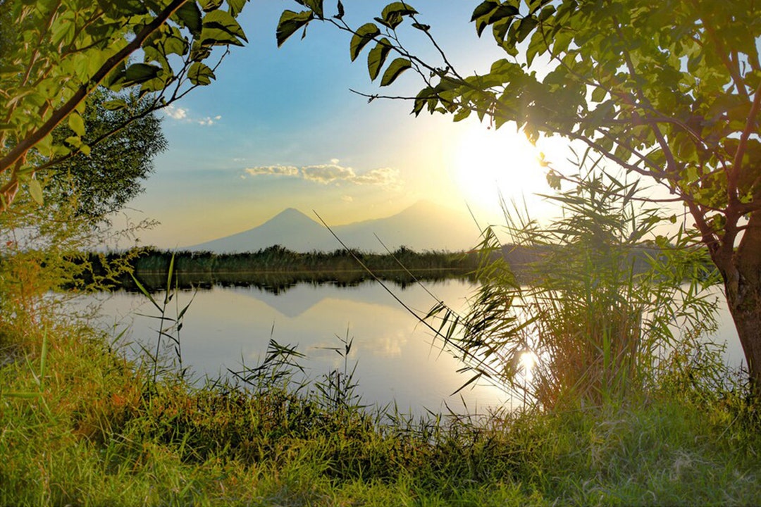 Nature Landscape. Lake and Mount Ararat. River Picture. Beautiful ...