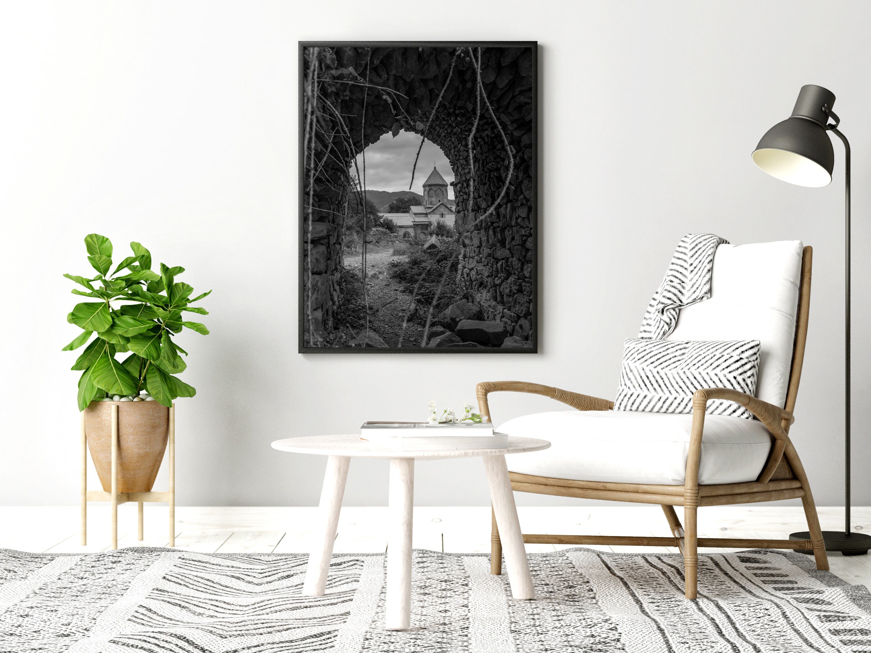 Christian Church, Black and White Photo. Old Church Wall Art. Monastery ...