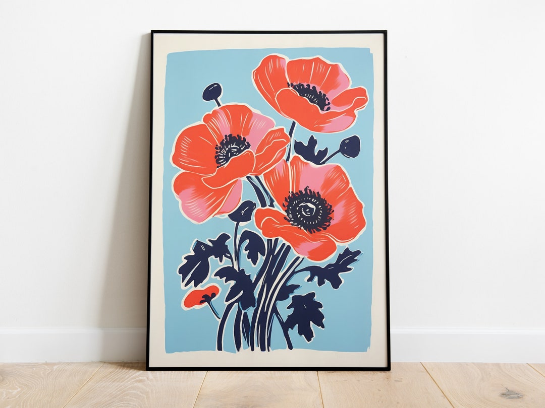 Poppy Wall Art Poppy Print Download Red Poppy Poster Countryside Floral ...