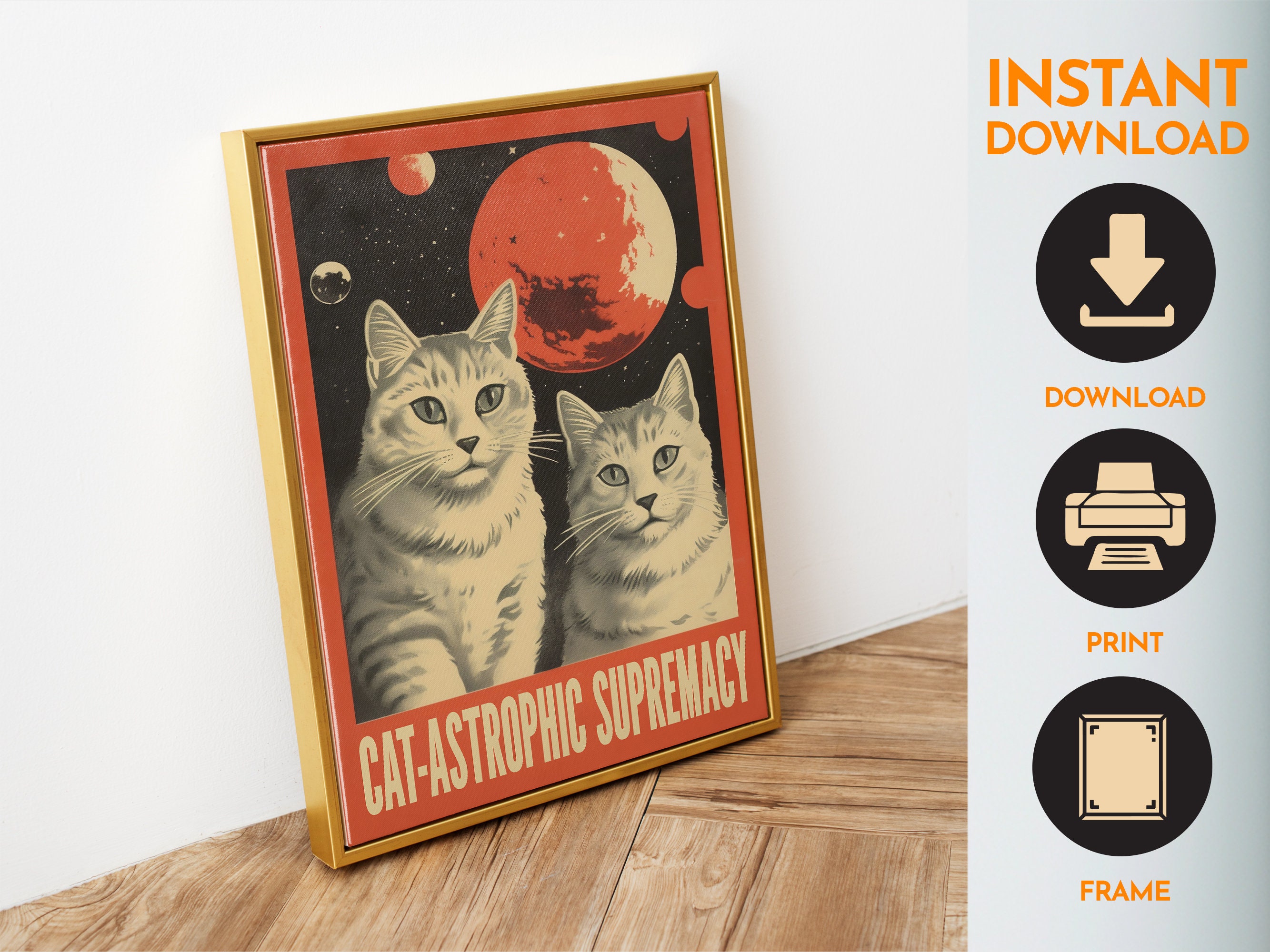 Retro Cats in Space Print Space Kitty Print Space Travel Cat Print ...