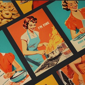 Funny Kitchen Print Set of 6 Retro Kitchen Print 50s Style Poster Set ...