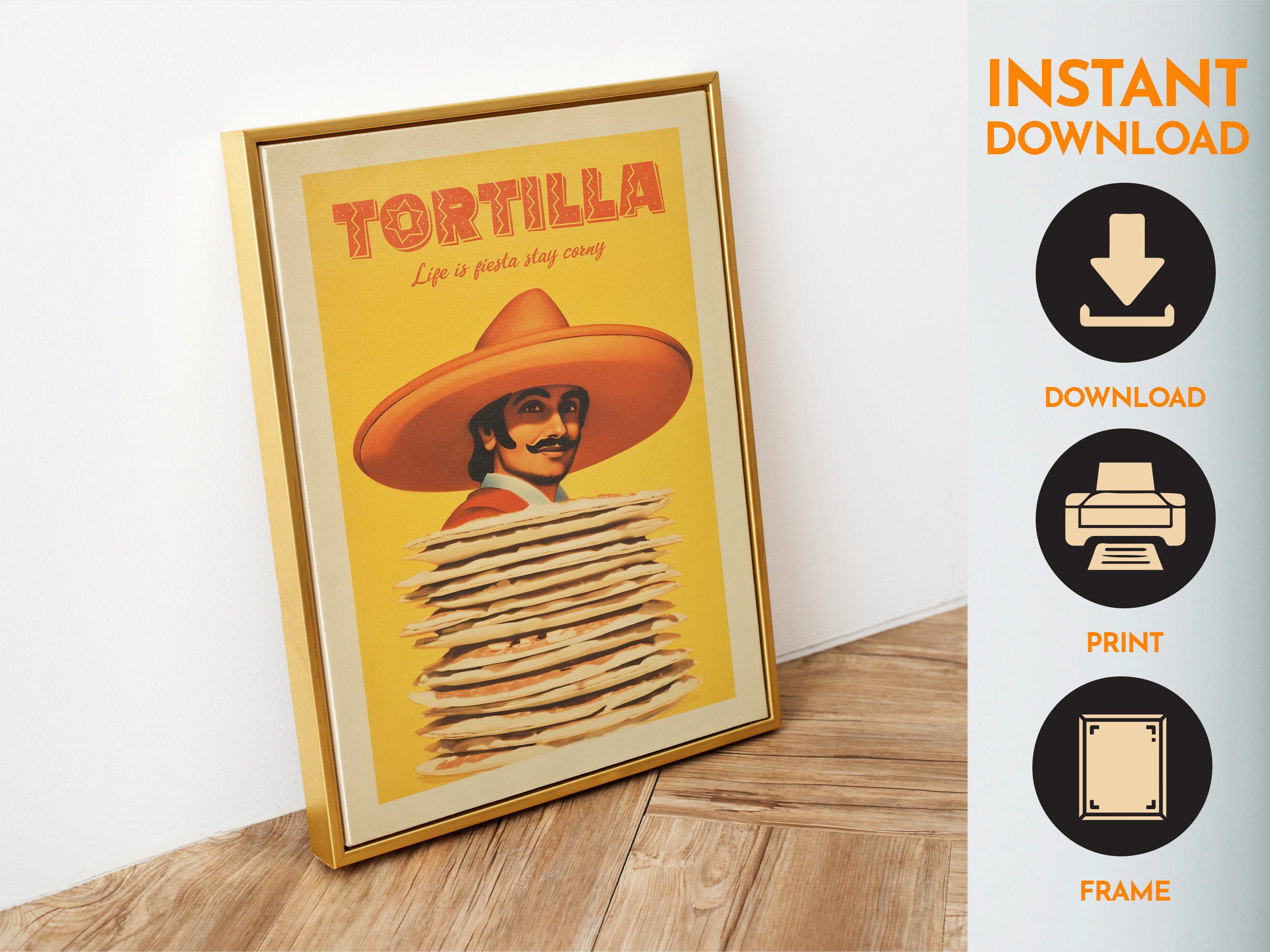 Retro Kitchen Wall Art Funny Poster Tortilla Print Mexican Food Print ...