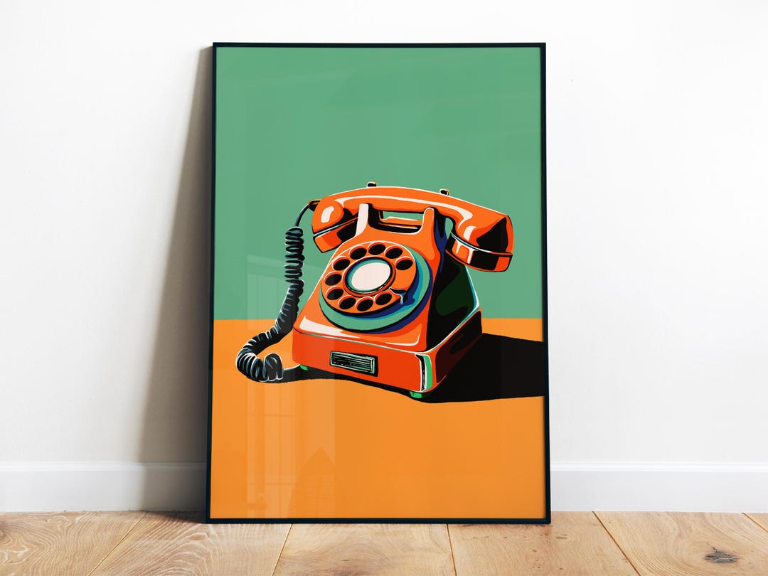 Retro Rotary Phone Art Print: Vintage Telephone Poster (digital ...