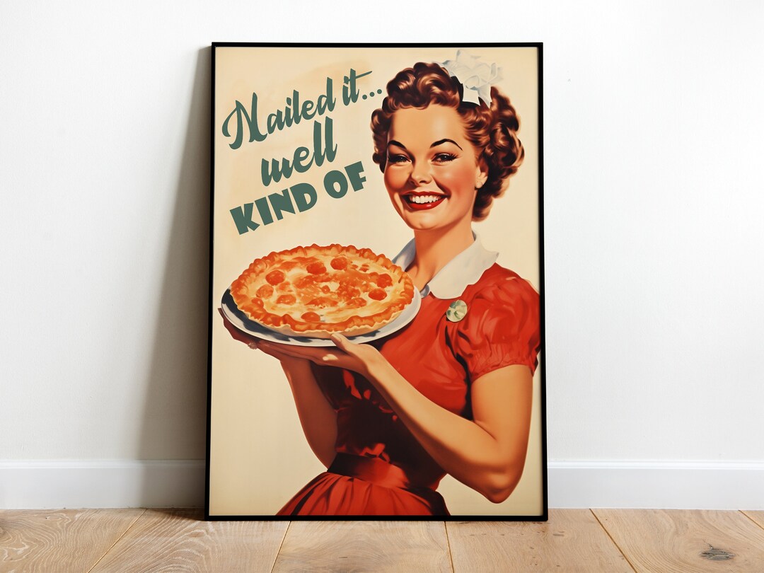 Retro Kitchen Print Kitchen Wall Art Funny Retro Print 50s Style Poster ...