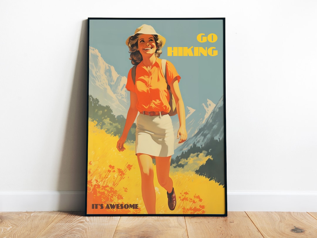 Go Hiking Poster Printable Vintage Hiking Art Sporty Wall Art Vintage ...