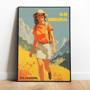Go Hiking Poster Printable Vintage Hiking Art Sporty Wall Art Vintage ...