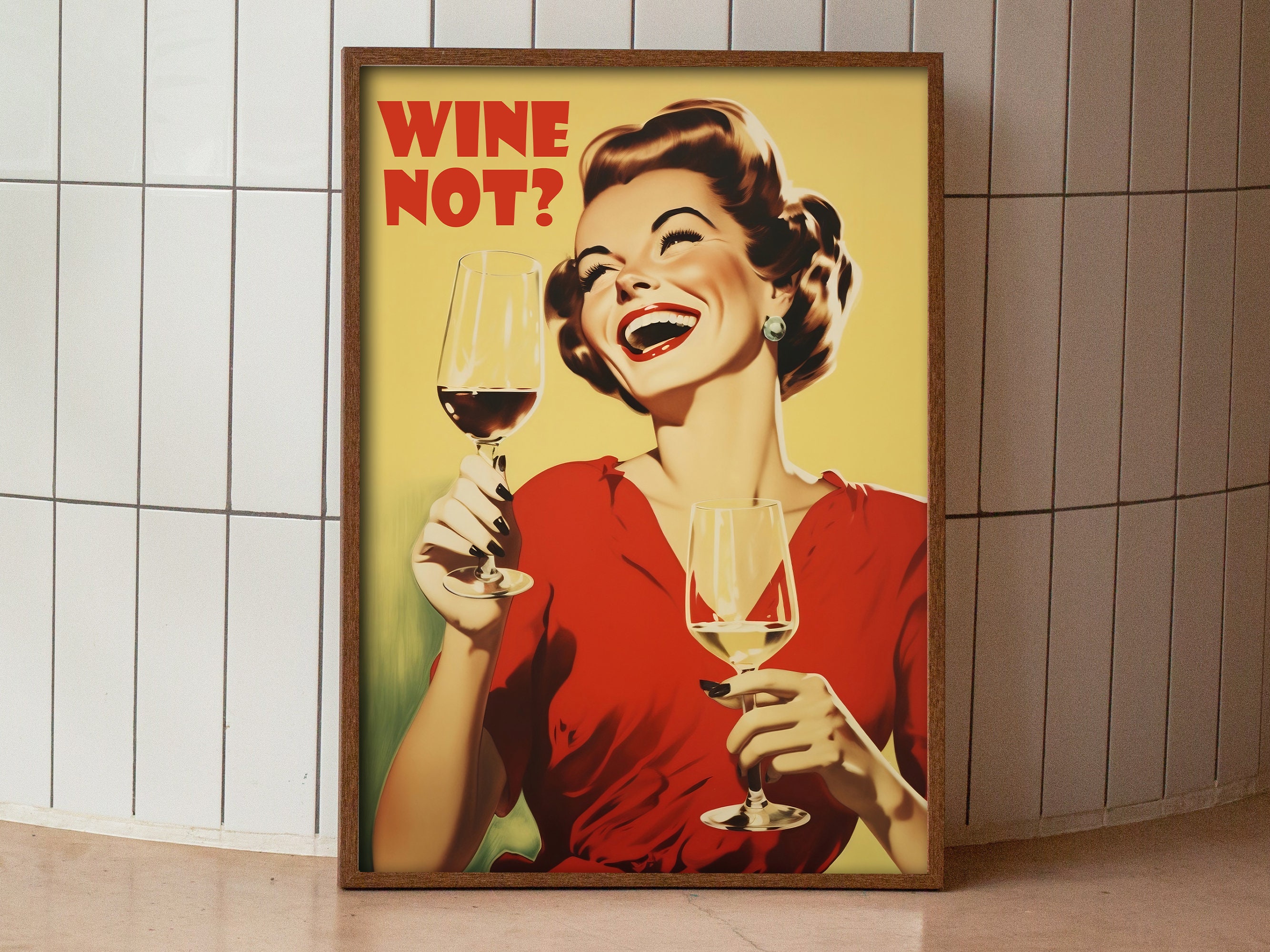 Wine Not Poster Funny Poster Wall Art for Wine Lovers Bar Cart Print ...