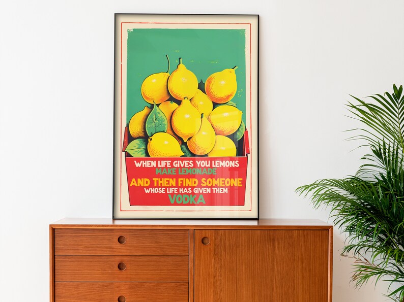 Retro Funny Poster Lemon Printable Lemon Print Digital Download Kitchen ...