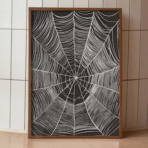 Spider Web Print Retro Halloween Wall Art Printable Halloween Decor ...
