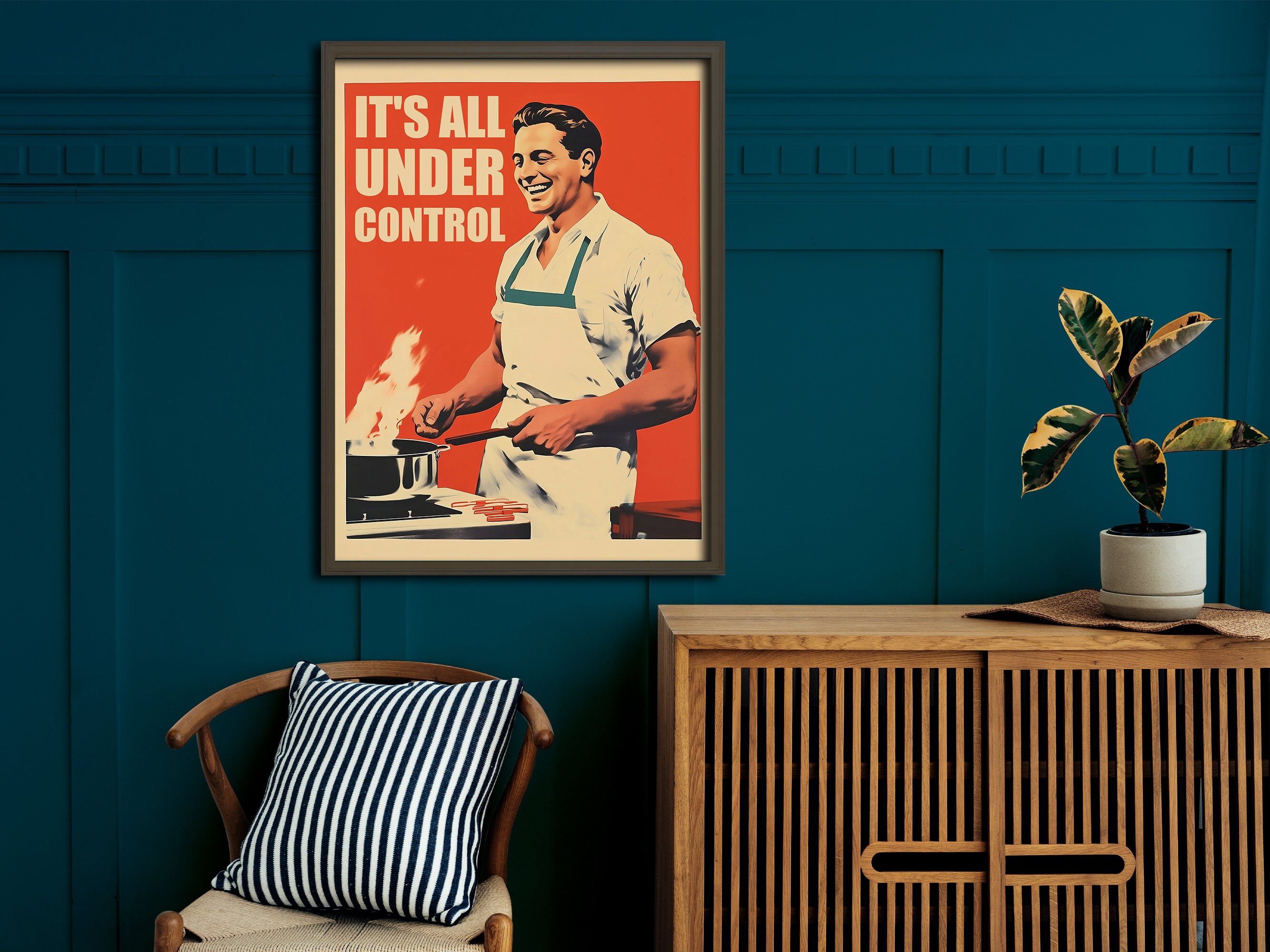 Retro Kitchen Print Funny Poster Kitchen Wall Art for Man Cooking ...