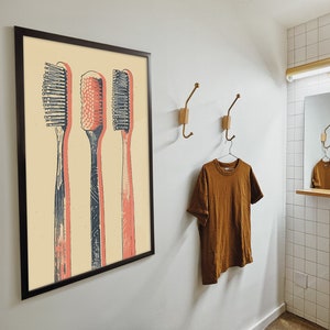 Toothbrush Wall Art Retro Bathroom Poster Printable Toilet Art Print ...