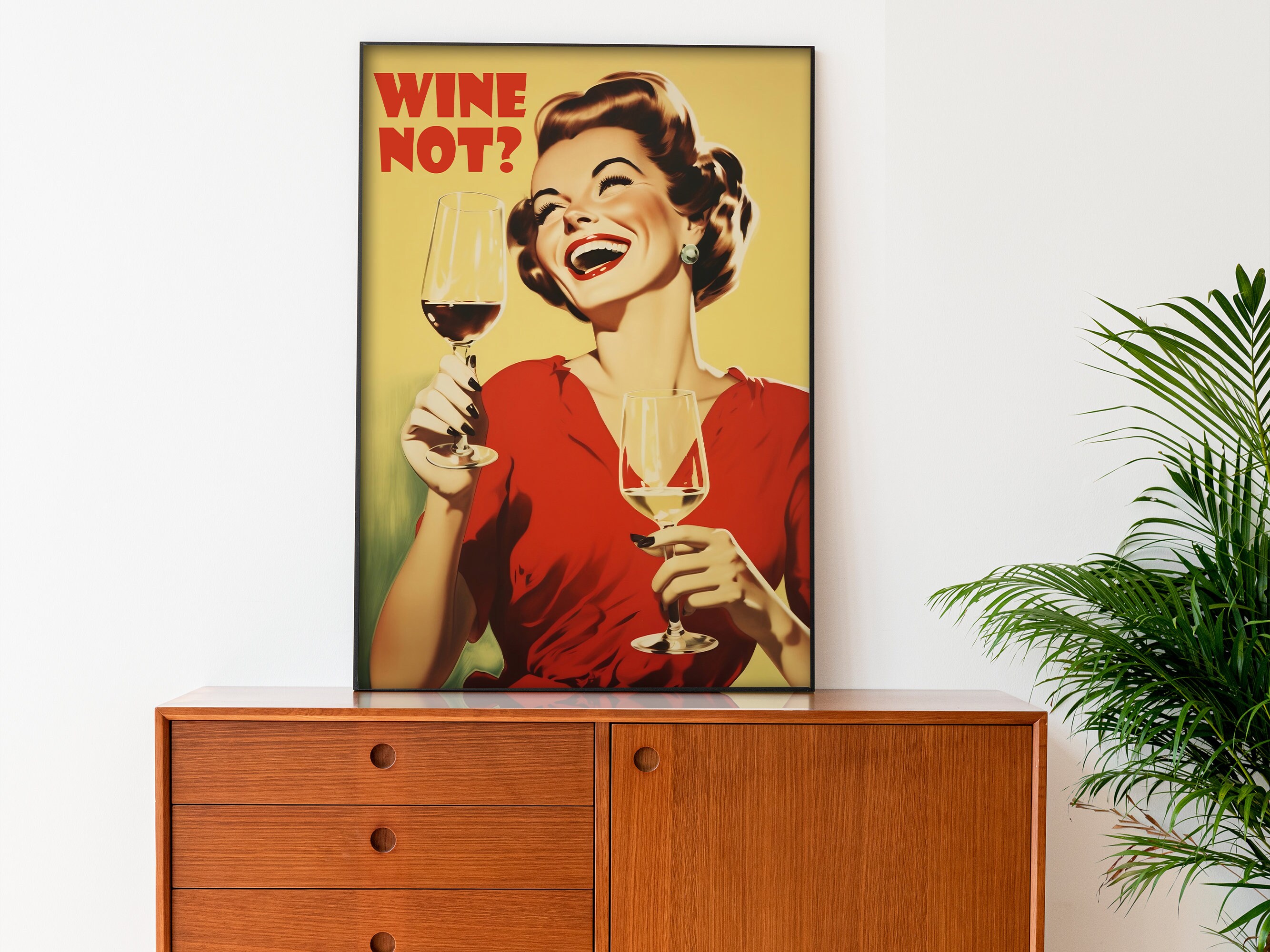 Wine Not Poster Funny Poster Wall Art for Wine Lovers Bar Cart Print ...