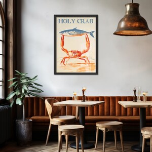 Retro Funny Poster Printable Crab Poster Beach House Decor Holly Crab ...