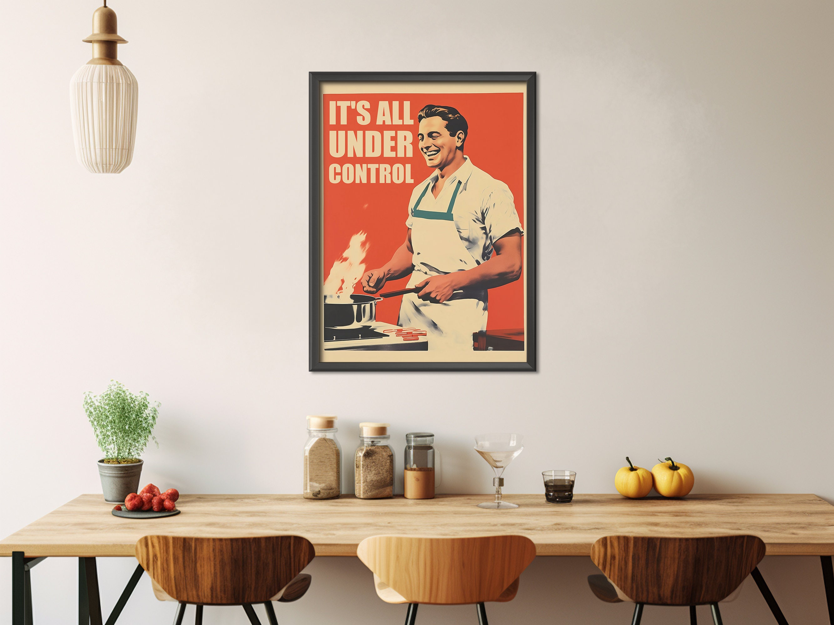 Retro Kitchen Print Funny Poster Kitchen Wall Art for Man Cooking ...