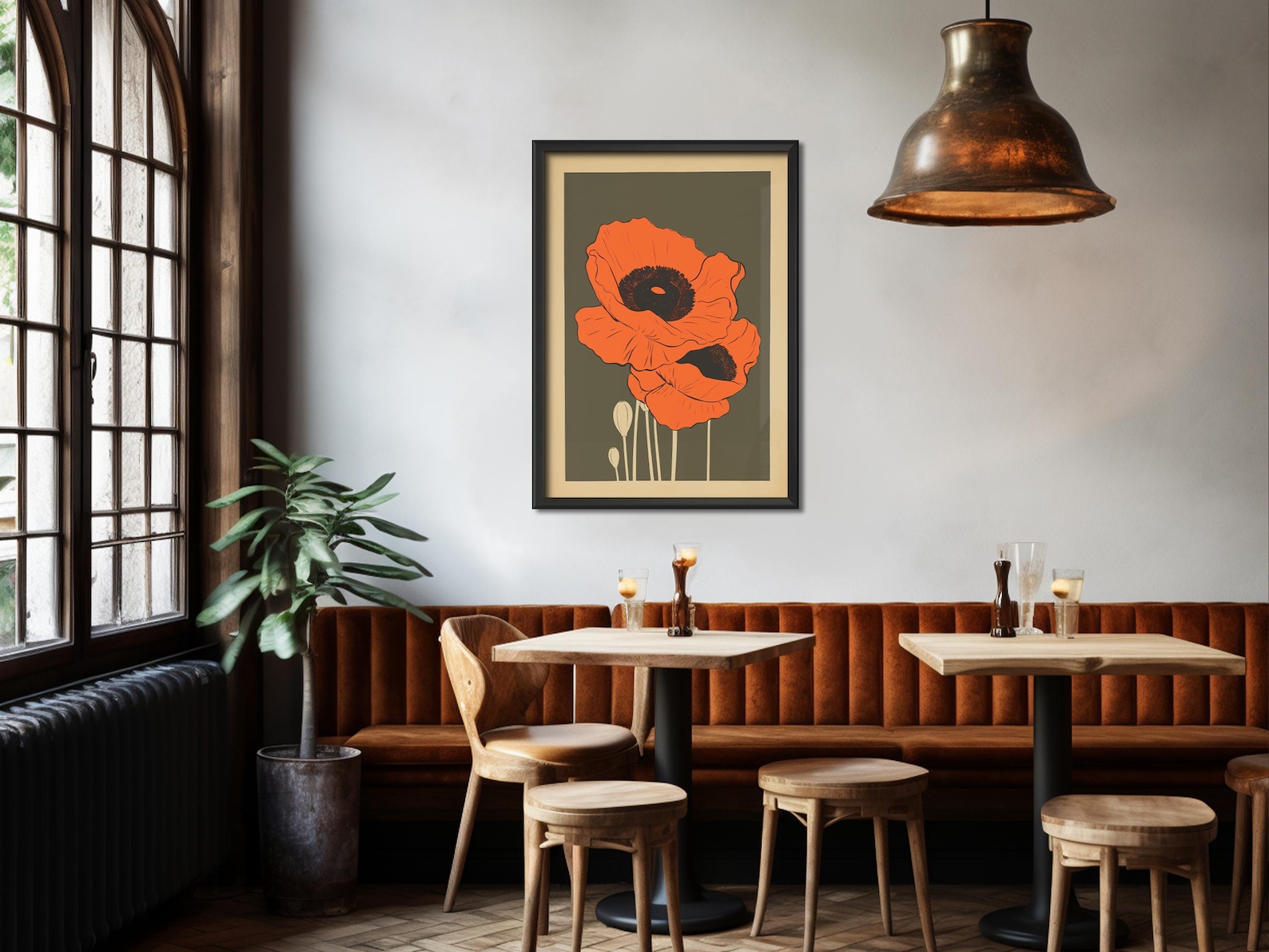 Retro Poppy Print Black Poppies 70 Print Printable Botanical Art Poppy ...