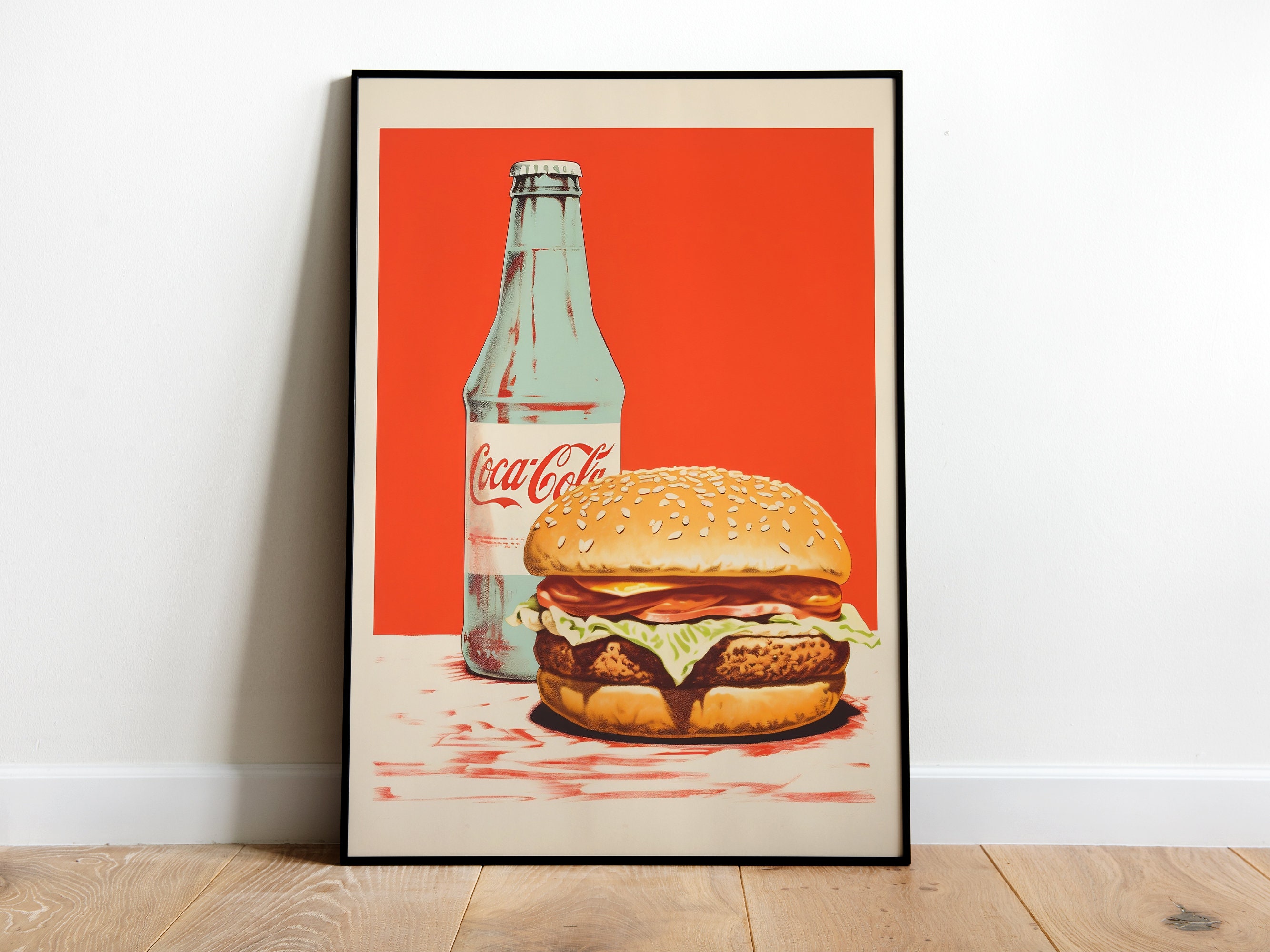 Retro Cola Poster Coke Print Diner Poster Bugrer Wall Art Cola Bottle ...