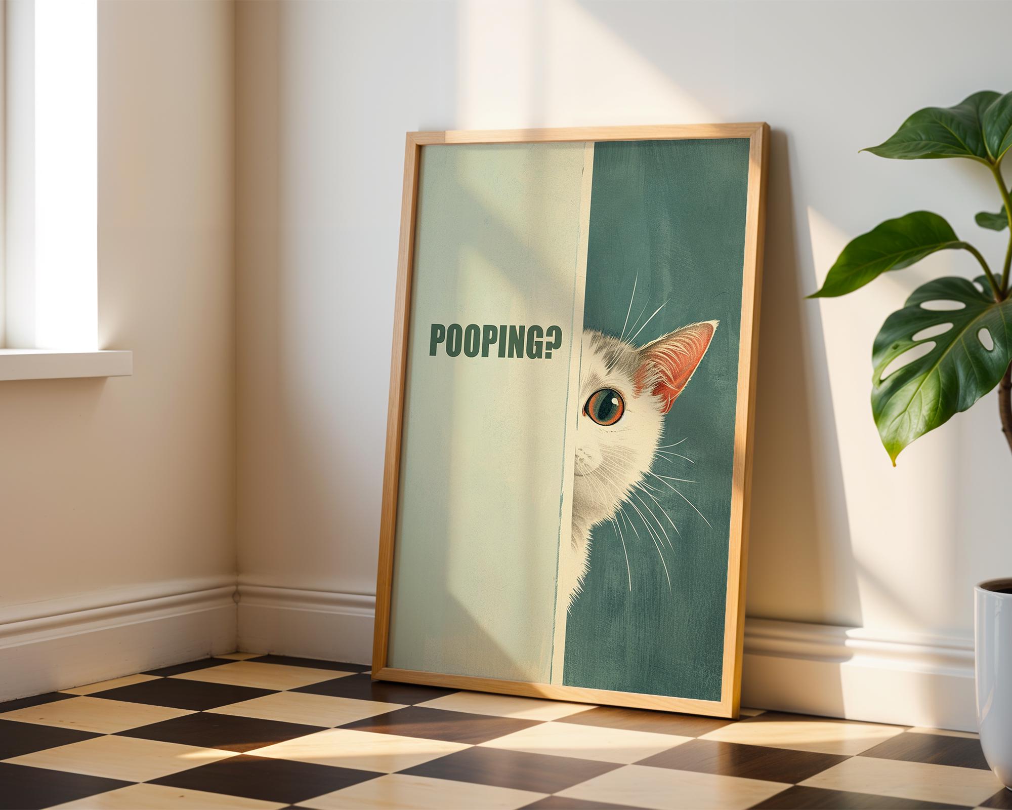 Are You Pooping Poster Printable Cat Bathroom Art Print Funny Toilet ...
