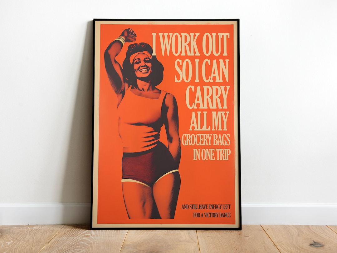 Retro Gym Poster Retro Female Bodybuilder Print Home Gym Art Print ...