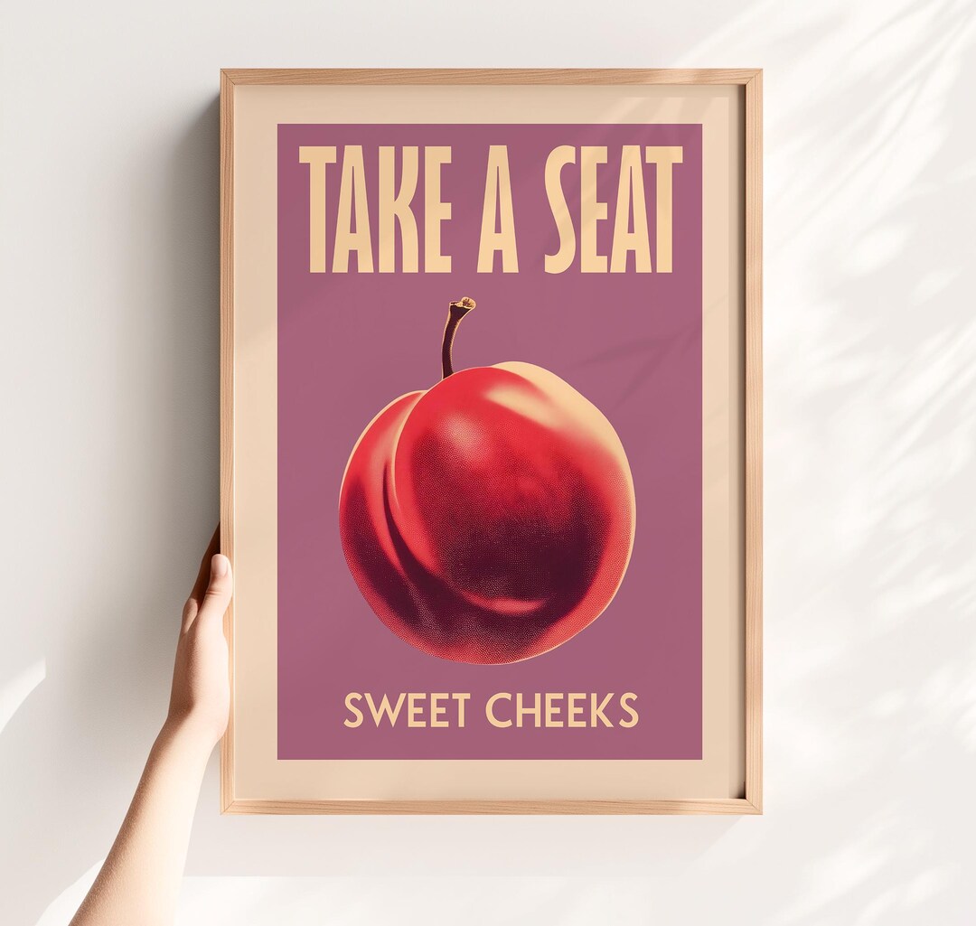 Take a Seat Sweet Cheeks Poster Funny Toilet Printable Poster Retro ...