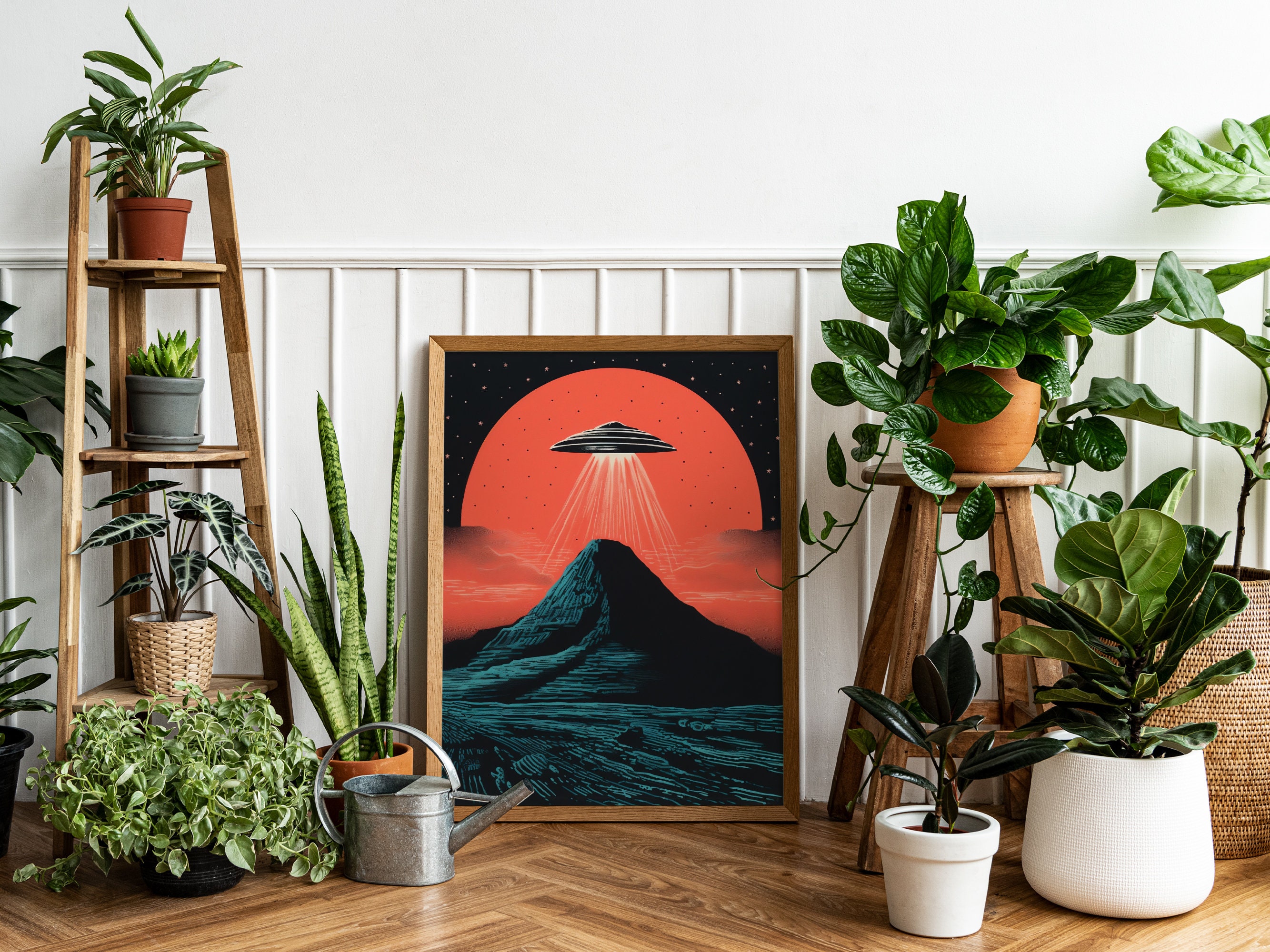 UFO Wall Art Download Retro UFO Poster Retro Print Alien Art - Etsy