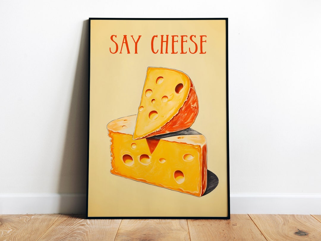 Retro Cheese Poster Funny Food Print Kitchen Wall Art Digital Print ...