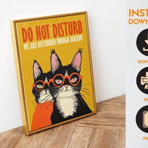 Do Not Disturb Printable Funny Quote Cat Wall Art Black Cats Poster ...