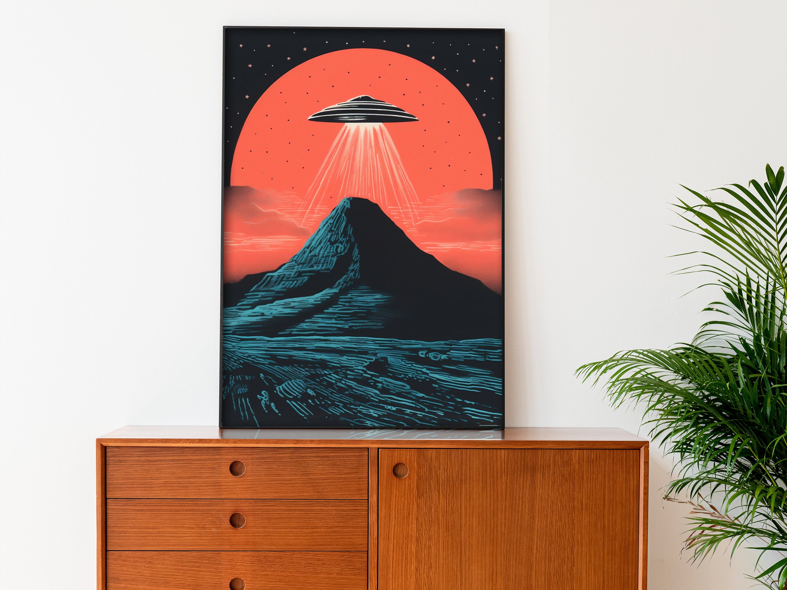 UFO Wall Art Download Retro UFO Poster Retro Print Alien Art - Etsy