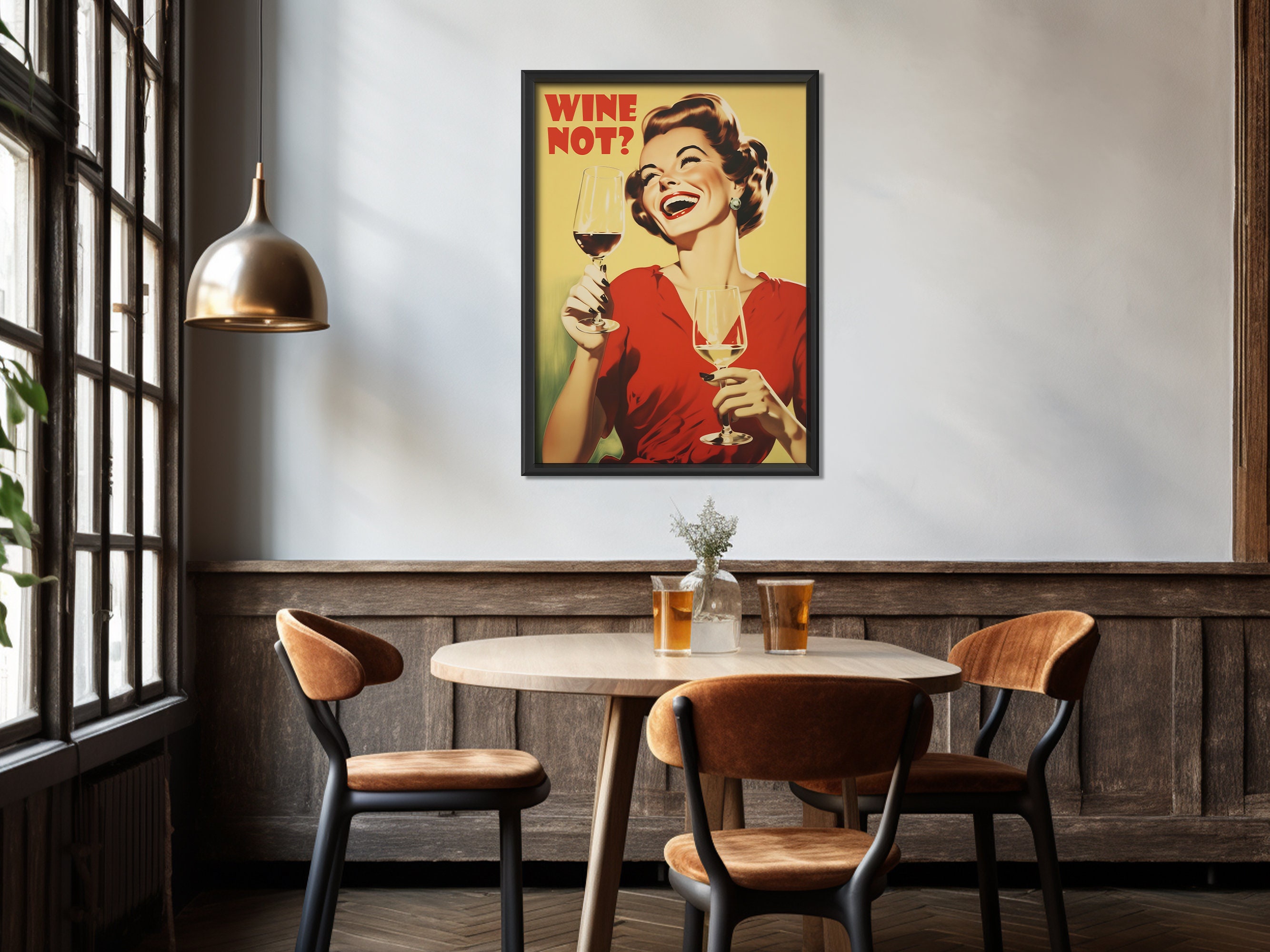 Wine Not Poster Funny Poster Wall Art for Wine Lovers Bar Cart Print ...