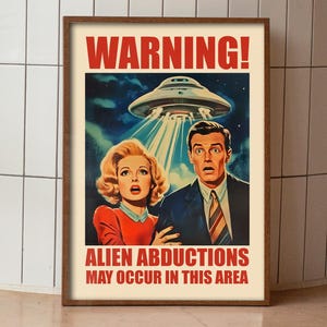 Warning Poster Printable Alien Zone Decor Ufo Digital Print Alien Gift ...