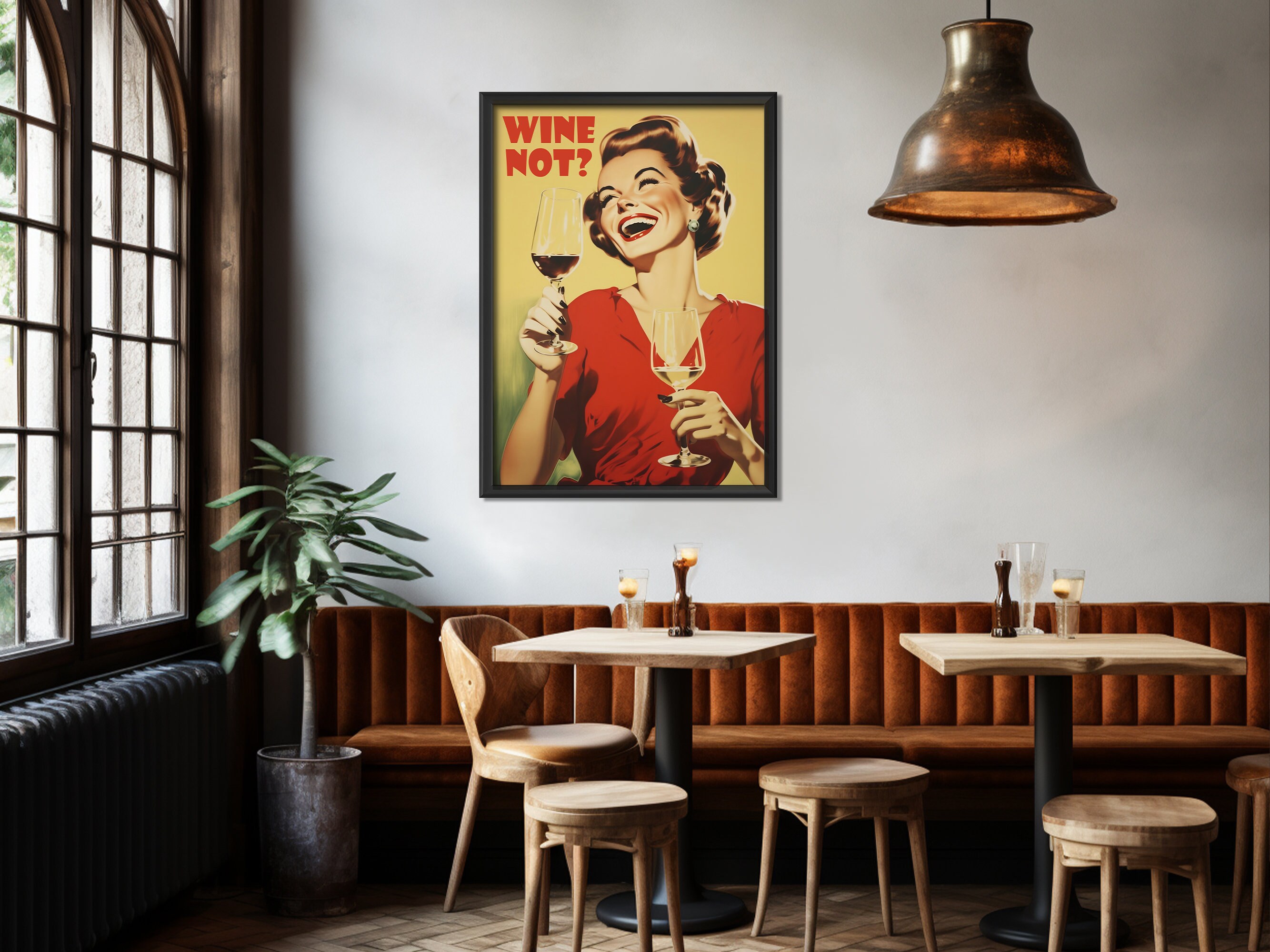 Wine Not Poster Funny Poster Wall Art for Wine Lovers Bar Cart Print ...