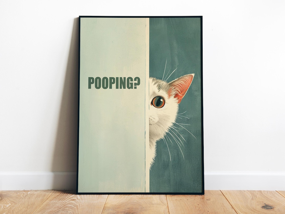 Are You Pooping Poster Printable Cat Bathroom Art Print Funny Toilet ...