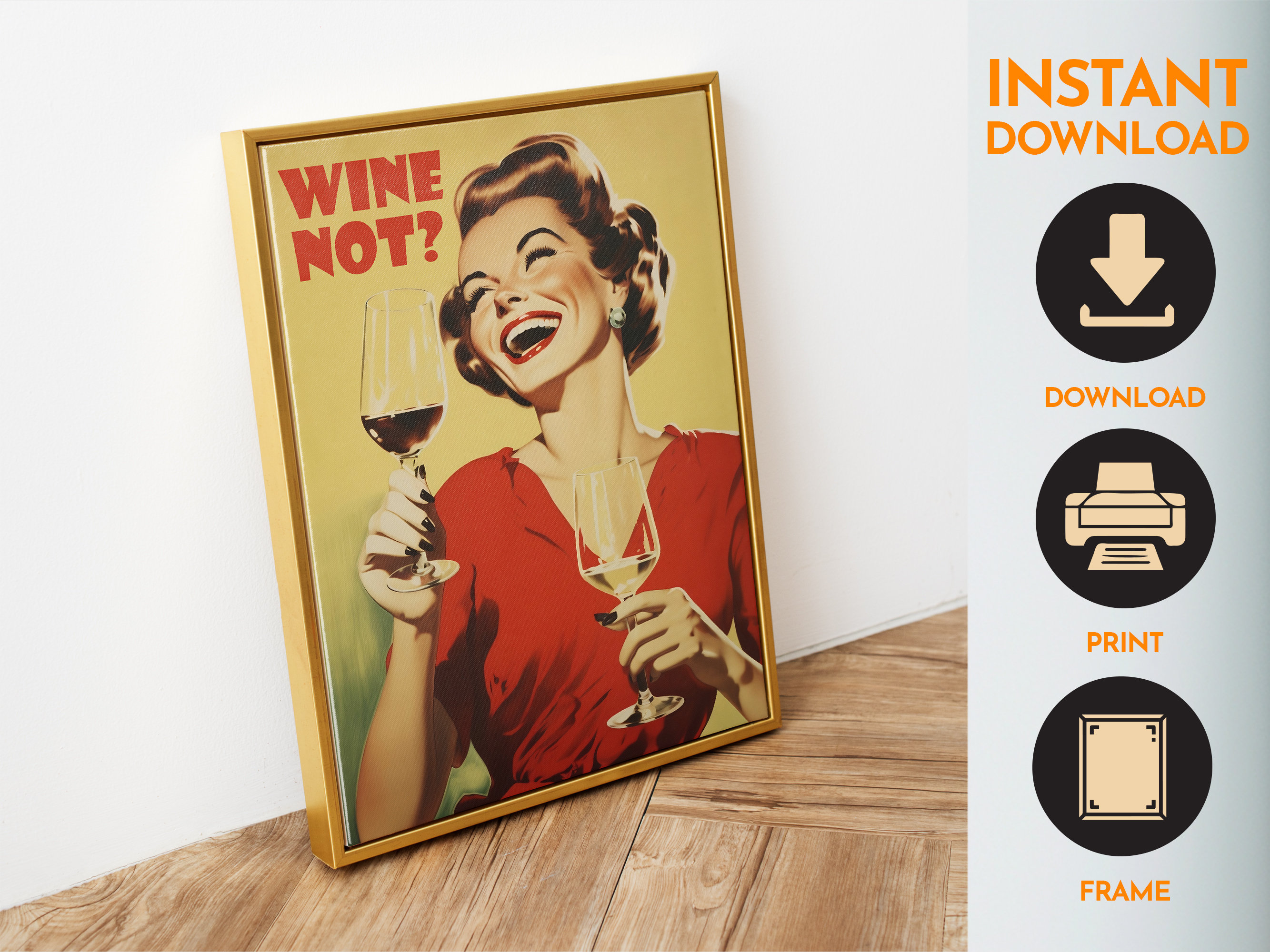 Wine Not Poster Funny Poster Wall Art for Wine Lovers Bar Cart Print ...