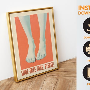 Shoe Free Zone Print No Shoes in House Digital Print Front Door Art ...