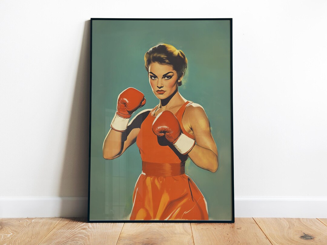 Female Boxer Print Gym Wall Art Printable Woman Retro Print Home Gym ...