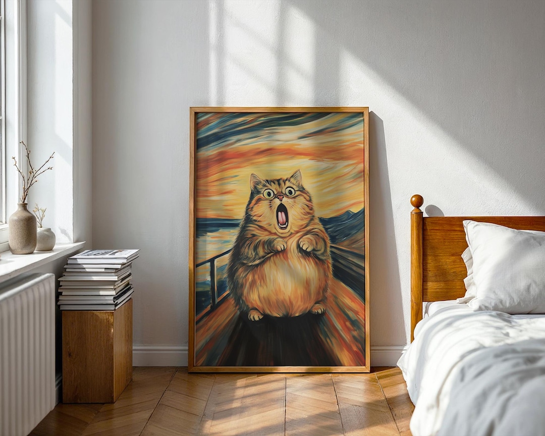 Funny Scream Cat Art Print – Parody Fat Cat Poster (digital Download ...