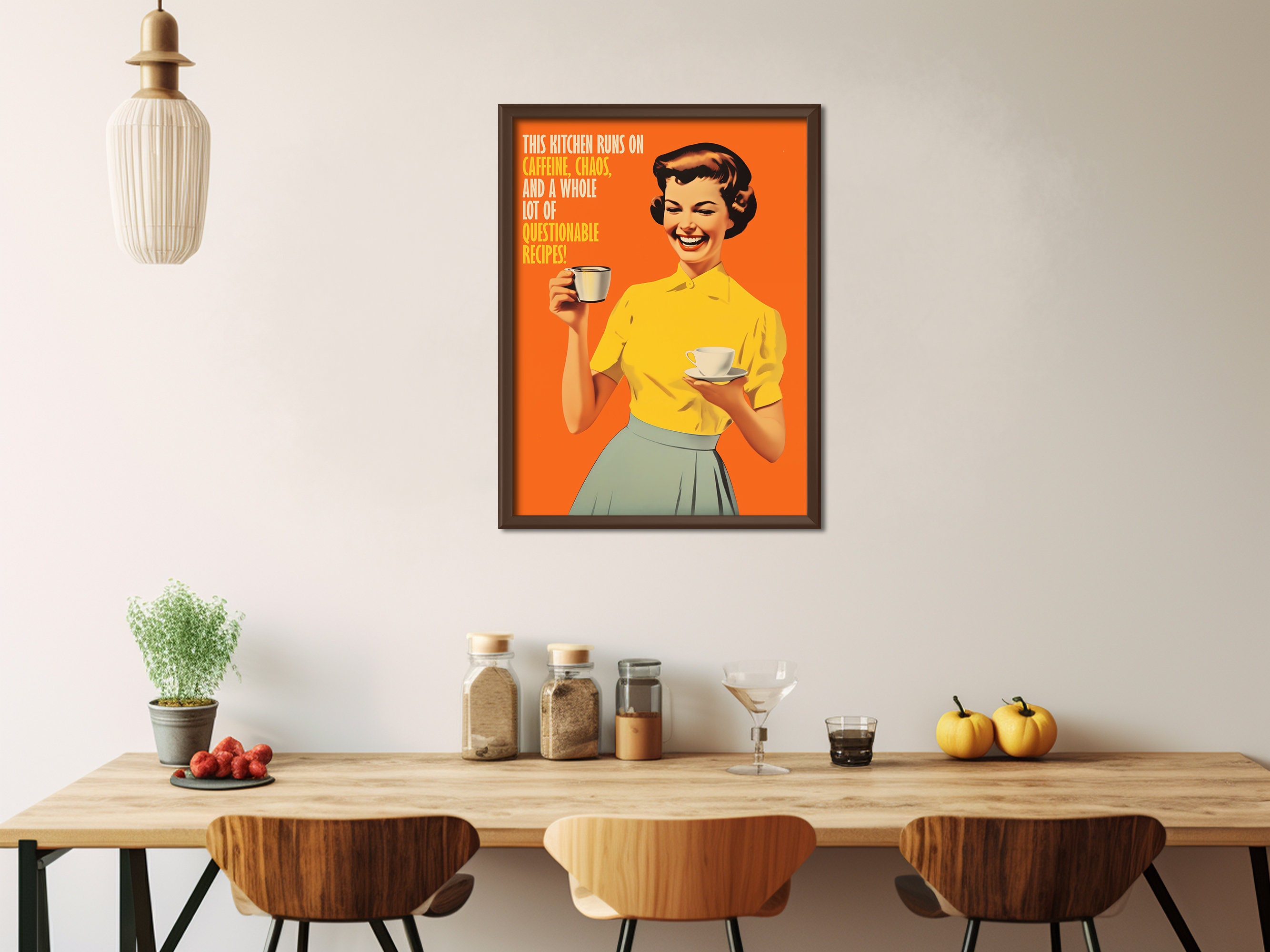 Retro Kitchen Print Digital Funny Kitchen Wall Art Retro Housewife ...