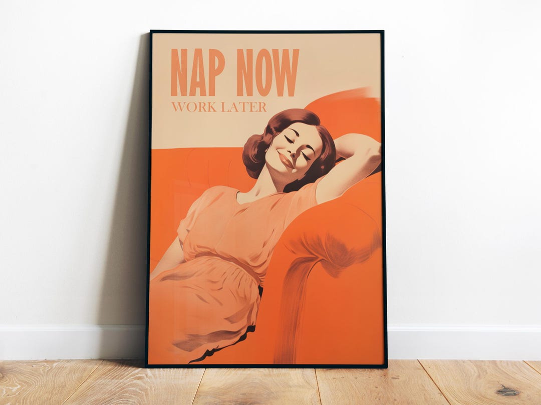 Nap Now Poster Home Working Printable Funny Poster Office Retro Cubicle ...