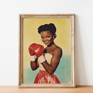 Female Boxer Print Boxing Wall Art Printable Gym Art Black Women Retro ...