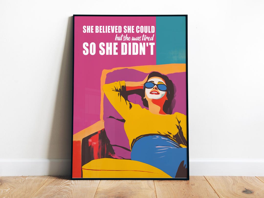 She Believed She Could Poster Printable Fun Art Print Retro Dorm Art ...