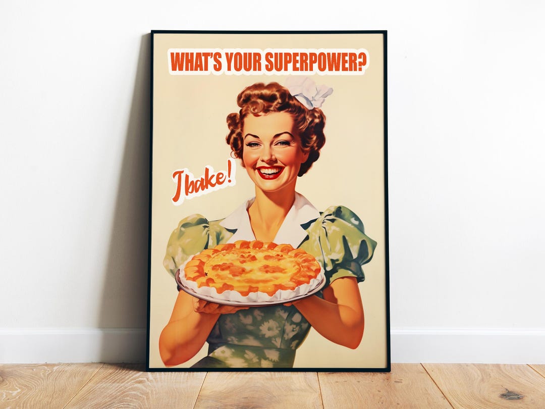 Baking Art Print Cake Art Print Retro Kitchen Wall Art Digital Baker ...