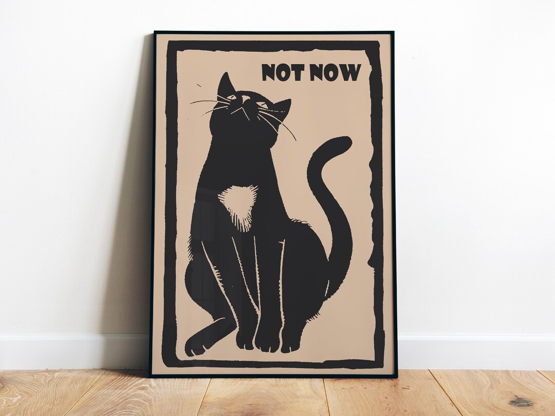 Retro Black Cat Poster Printable Funny Prints Mean Cat Art Print ...
