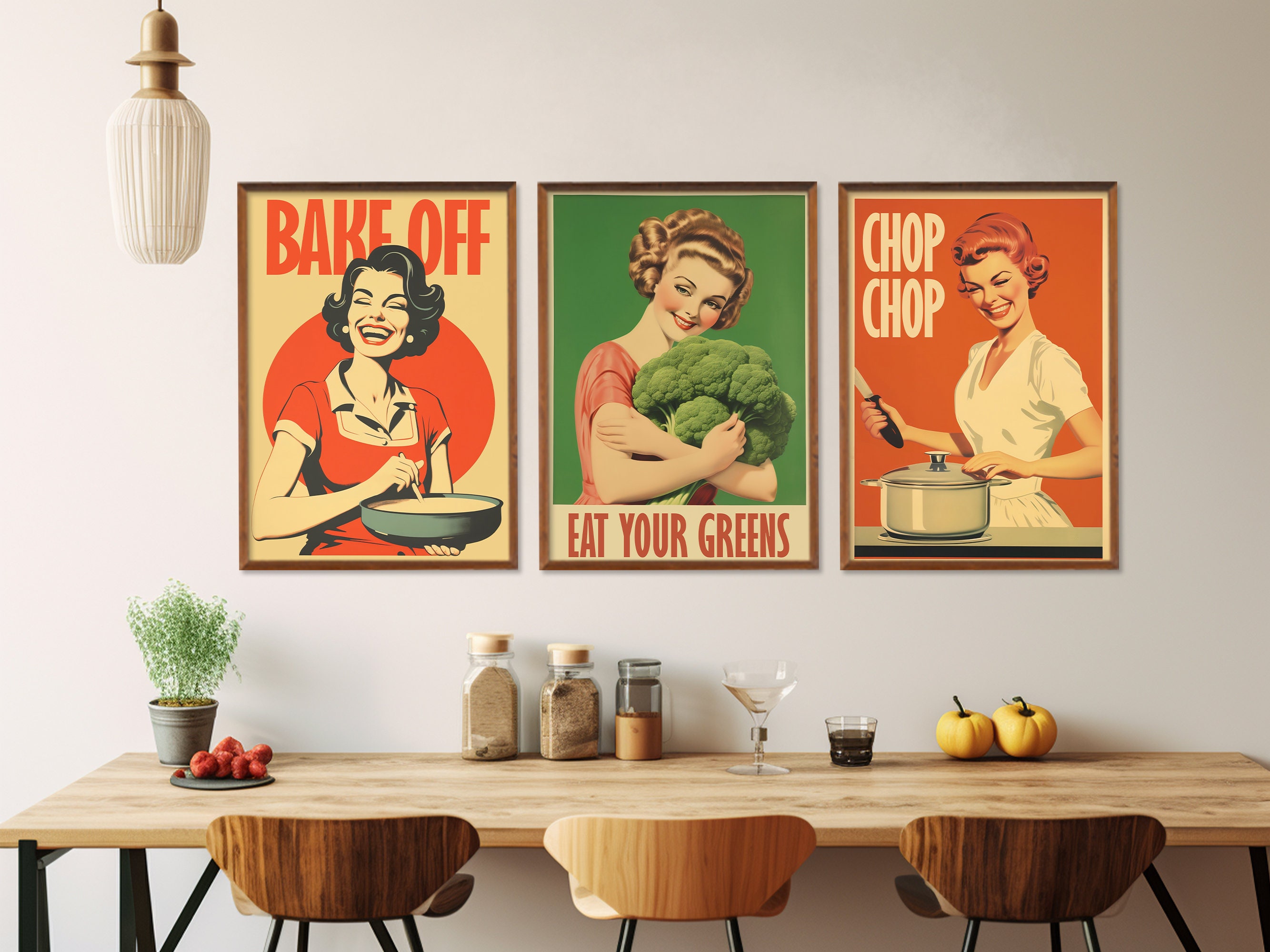 Funny Kitchen Print Set of 6 Retro Kitchen Print Hostess Gift Print Set ...